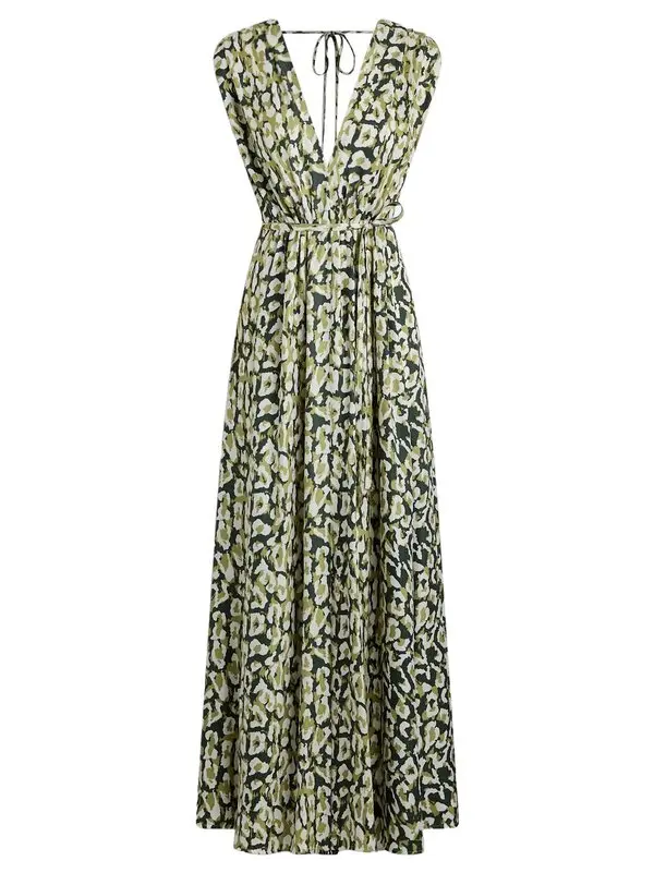 Scanlan Theodore Silk Jacquard Animal Print Dress - Jungle