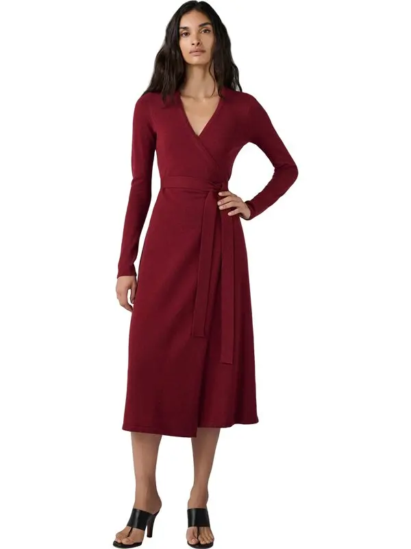 Diane Von Furstenberg Astrid Cashmere Wool Wrap Midi Dress - Bordeaux