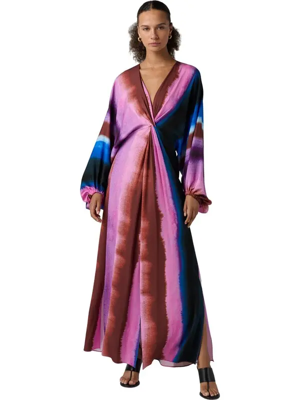 Diane Von Furstenberg Kason Maxi Dress - Canal Stripe Big Pink Orchid