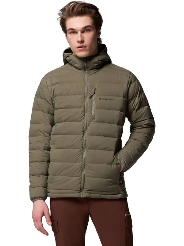 Columbia Drift Peak™ Stretch Down Hooded Jacket - Stone Green