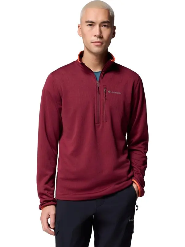 Columbia Essential Hike™ Grid Fleece Half Zip Jacket - Rich Wine