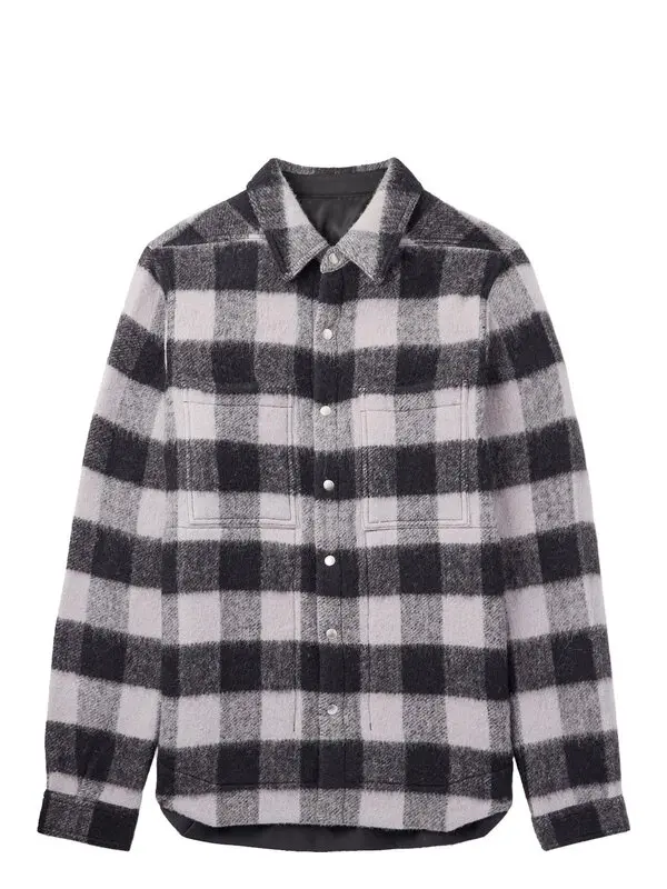 Rick Owens Checked Brushed-wool Overshirt - Black