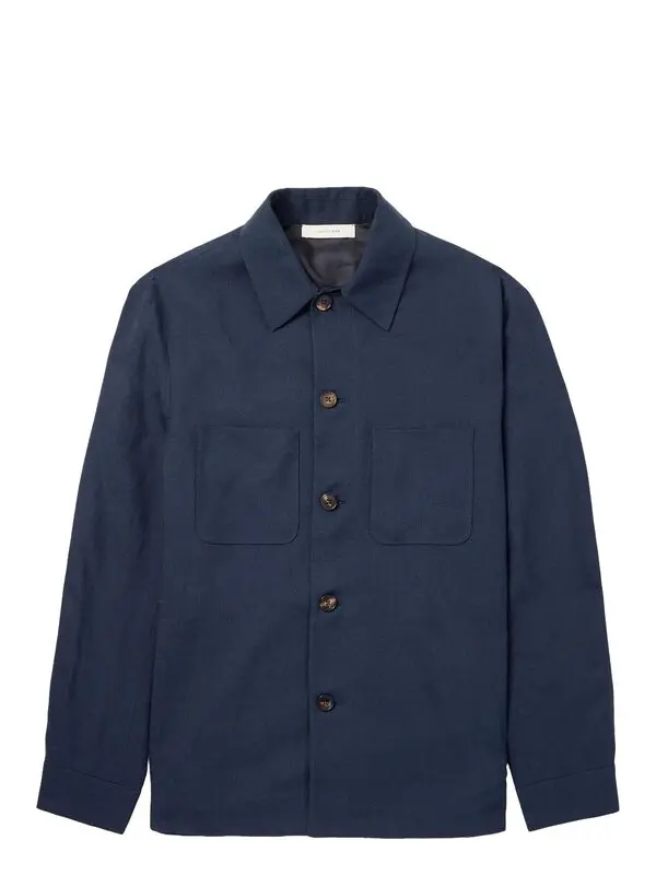 UMIT BENAN Jerome Linen And Wool-blend Overshirt - Blue