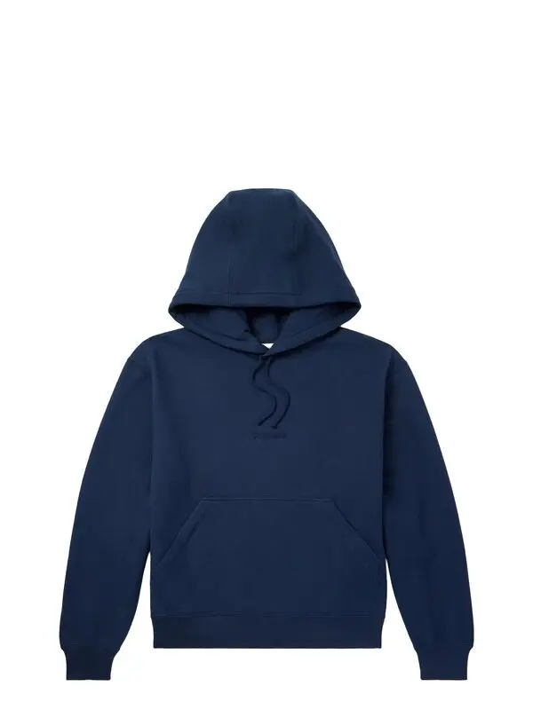 Saint Laurent Logo-embroidered Cotton-jersey Hoodie - Blue