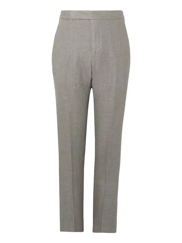 Ralph Lauren Purple Label Gregory Tapered Herringbone Trousers - Gray