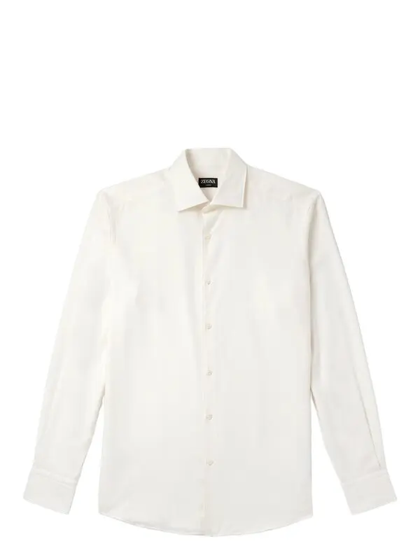 Zegna Cotton And Cashmere-blend Twill Shirt - White