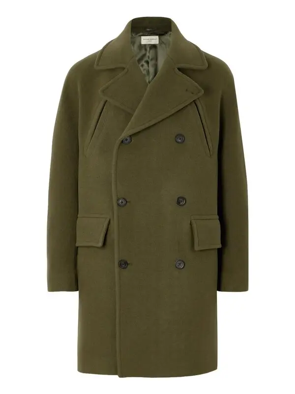 Officine Générale Amir Double-breasted Brushed Wool-blend Overcoat - Green