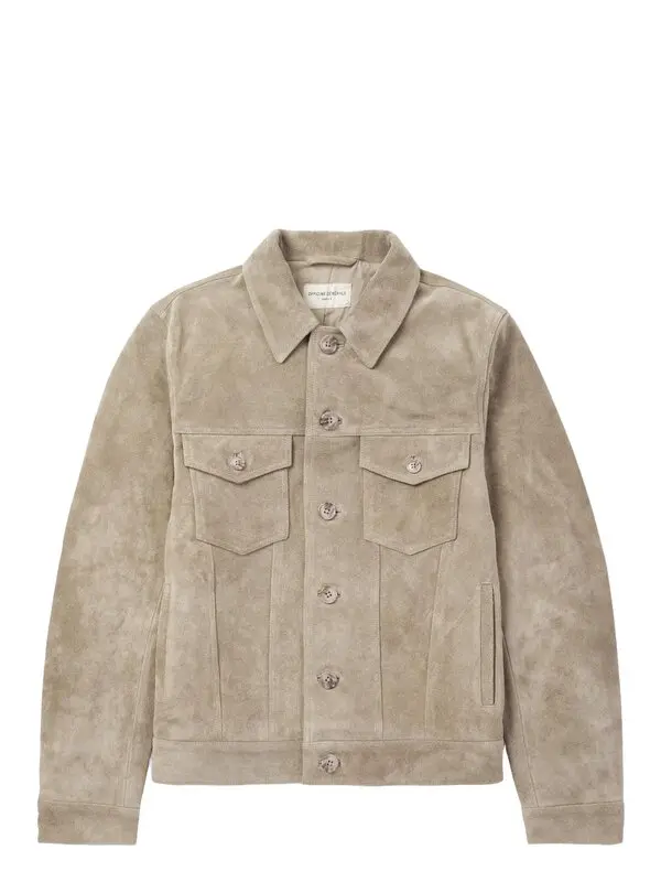 Officine Générale Leonide Suede Trucker Jacket - Neutrals