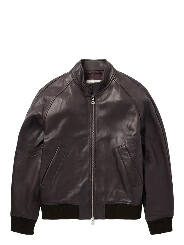 Officine Générale Craig Leather Bomber Jacket - Brown