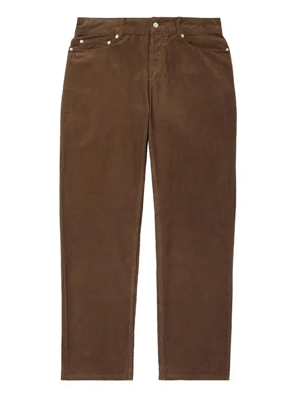 Officine Générale James Slim-fit Straight-leg Cotton-corduroy Trousers - Brown