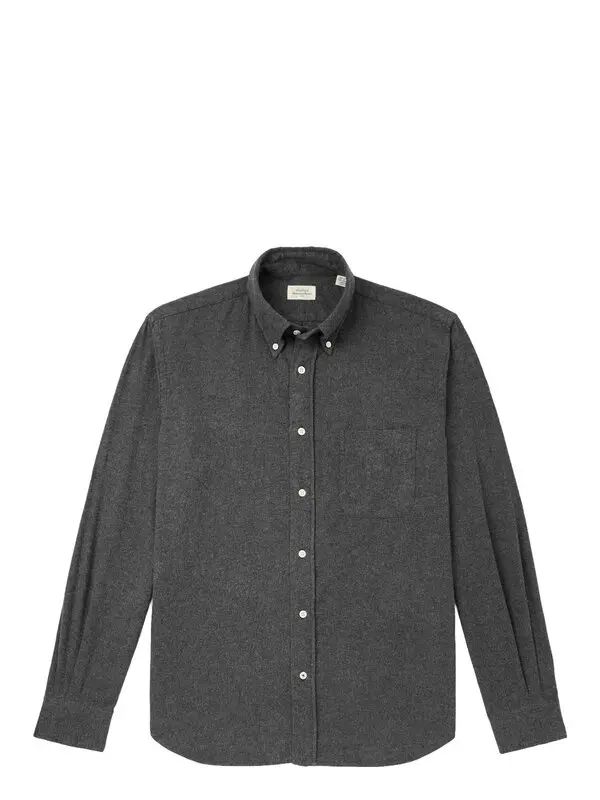 Hartford Pitt Button-down Collar Cotton-flannel Shirt - Gray