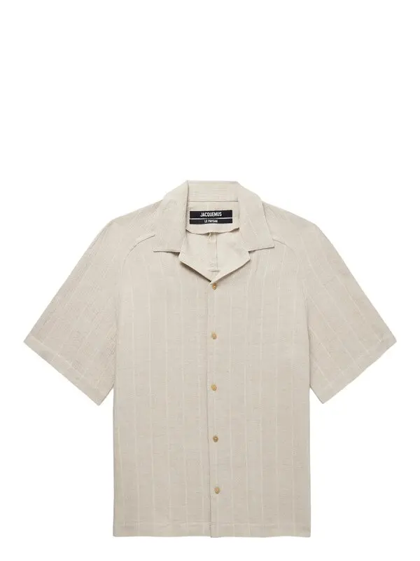Jacquemus Fonccio Camp-collar Cotton And Linen-blend Shirt - Neutrals