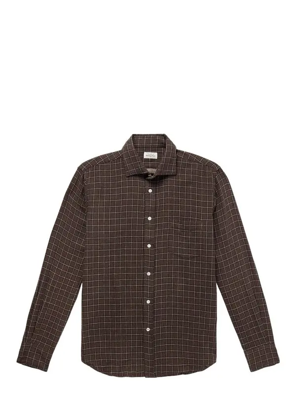 Hartford Paul Checked Cotton-flannel Shirt - Brown