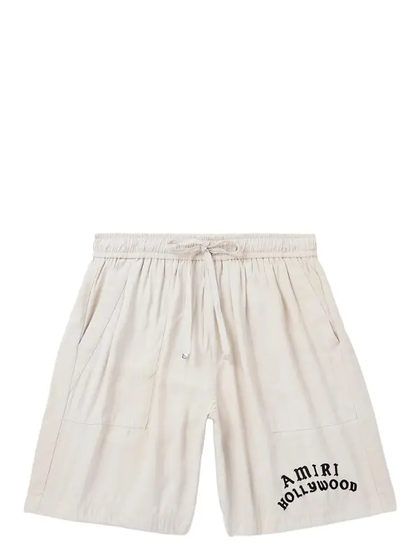 Amiri Hollywood Straight-leg Modal-blend Logo Shorts - Neutrals