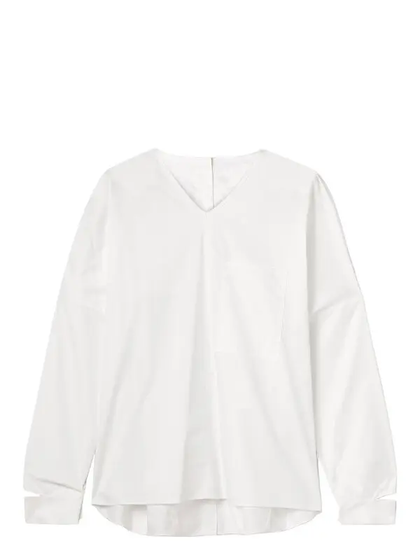 Tibi Oversized Cutout Cotton-poplin Shirt - White