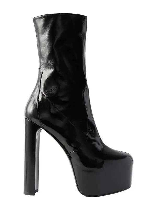 Saint Laurent Billy Paneled Leather Boots - Black