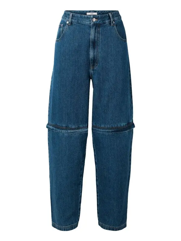 Tibi Lars Convertible High-rise Tapered Jeans - Blue