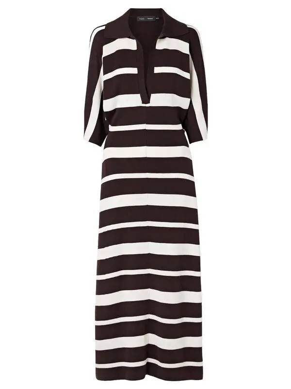 Proenza Schouler Solana Striped Wool And Silk-blend Midi Dress - Brown