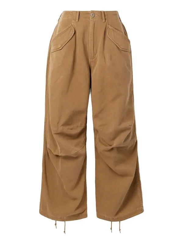 R13 Gathered Cotton-twill Straight-leg Pants - Brown