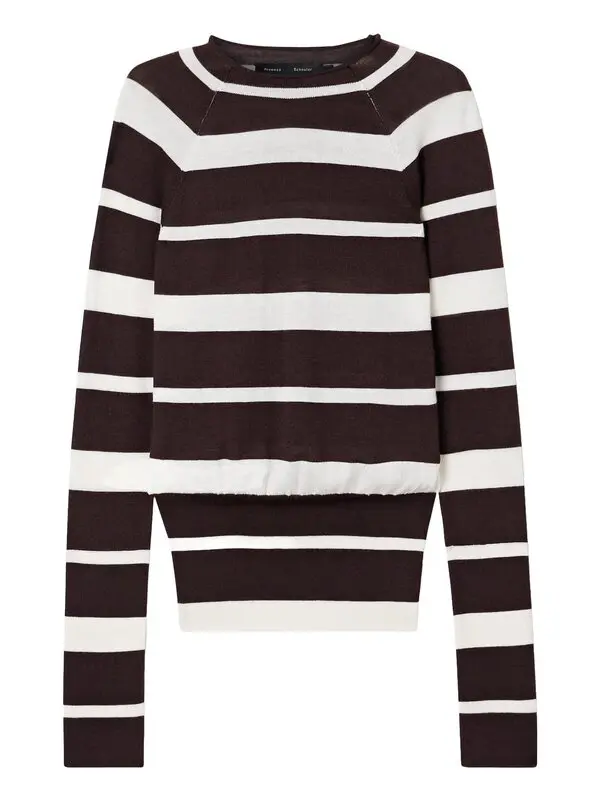 Proenza Schouler Gia Striped Wool And Silk-blend Sweater - Brown