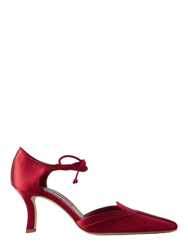 Manolo Blahnik Orata 70 Satin Pumps - Red