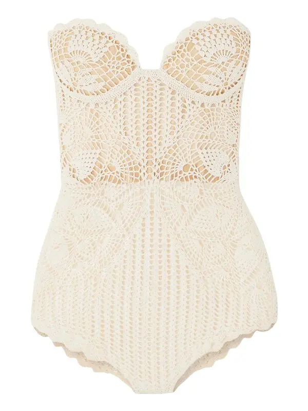 Magda Butrym Crocheted Cotton-lace Bodysuit - Cream