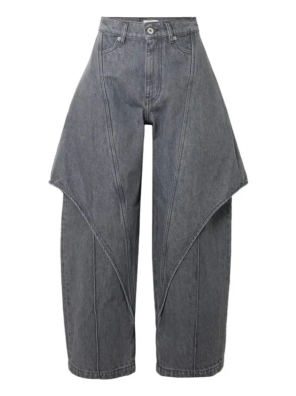 JW Anderson Paneled High-rise Barrel-leg Jeans - Gray