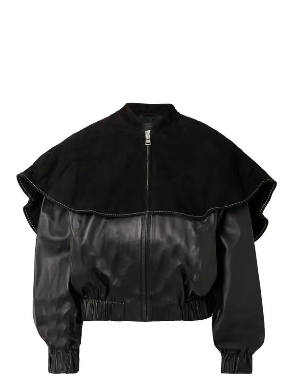 JW Anderson Padded Suede And Leather Bomber Jacket - Black