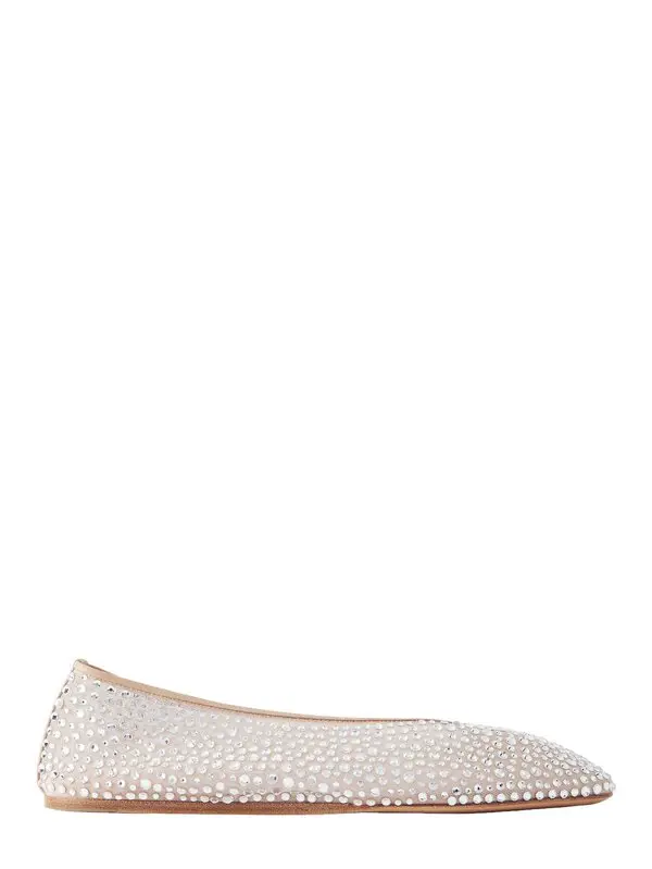 Le Monde Beryl Luna Crystal-embellished Mesh Flats - Brown