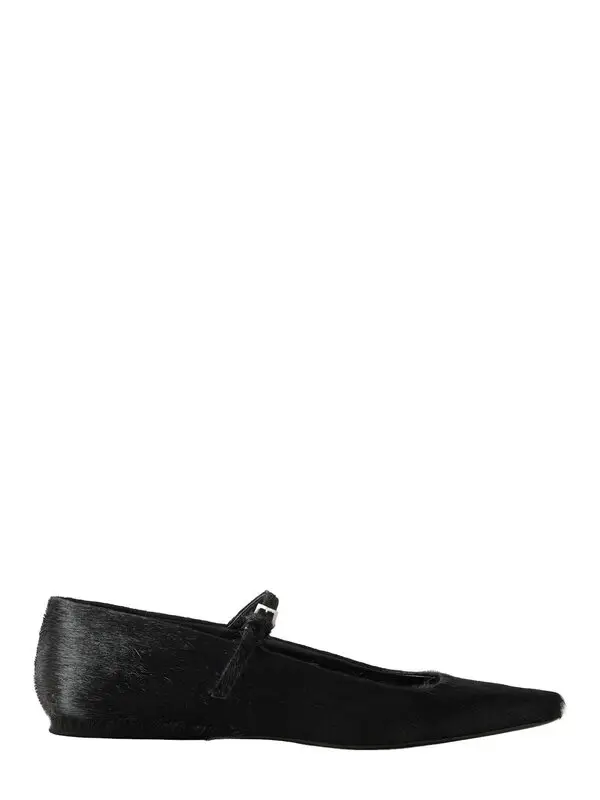 Loulou De Saison Leone Calf Hair Flats - Black