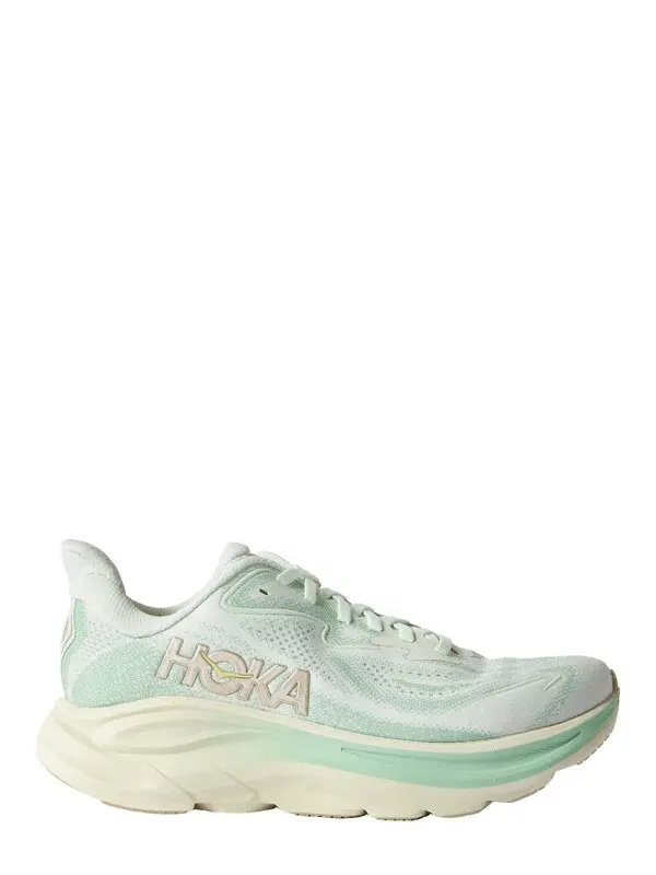 HOKA® Clifton 10 Rubber-trimmed Jacquard-mesh Sneakers - Green