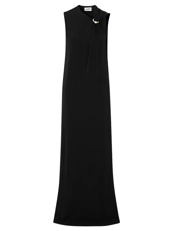 Jean Paul Gaultier Draped Stretch-satin Maxi Dress - Black