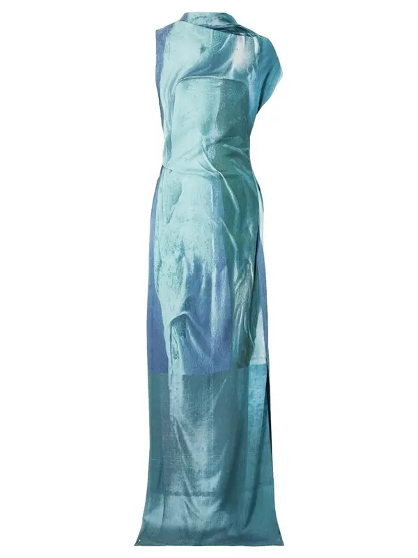 Jean Paul Gaultier Printed Satin Gown - Blue