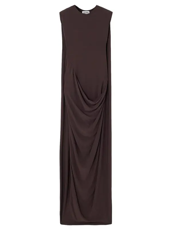 Jean Paul Gaultier Draped Stretch-satin Maxi Dress - Brown