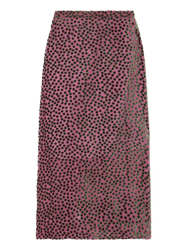 Dries Van Noten Devoré-velvet Midi Skirt - Pink