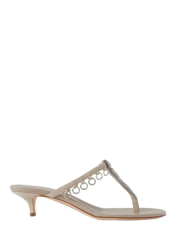 Christopher Esber Pierced Embellished Suede Sandals - Neutrals