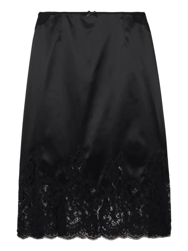 Dolce & Gabbana Lace-trimmed Satin Skirt - Black