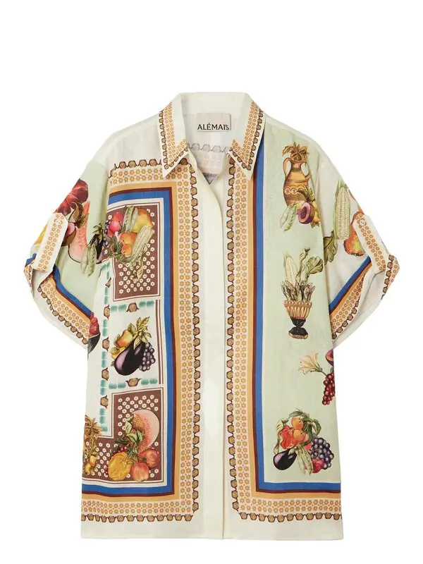 ALEMAIS Mercado Printed Linen Shirt - Cream