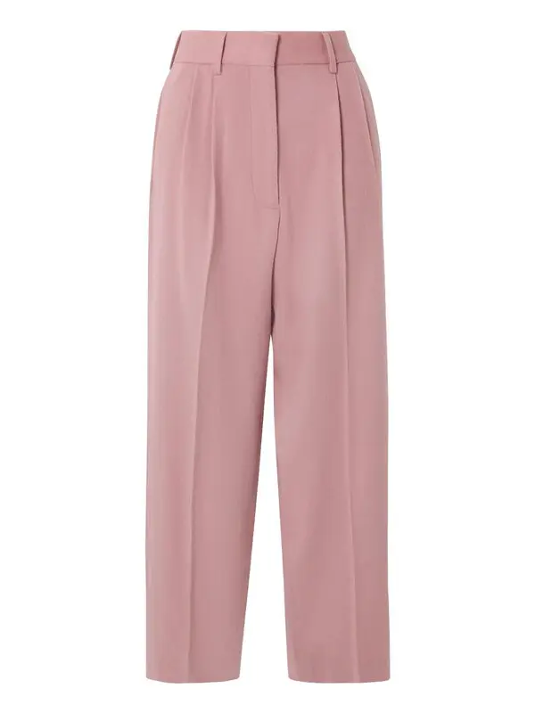 BLAZÉ MILANO Fox Pleated Wool And Cashmere-blend Tapered Trousers - Pink