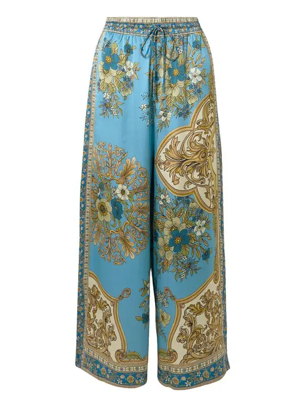 ALEMAIS Cassie Printed Wide-leg Pants - Blue