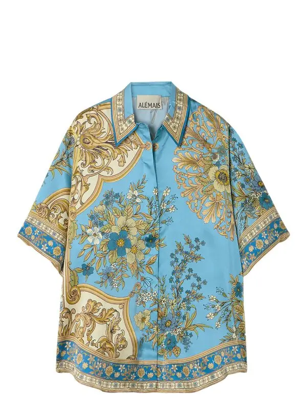ALEMAIS Cassie Printed Silk-satin Shirt - Blue
