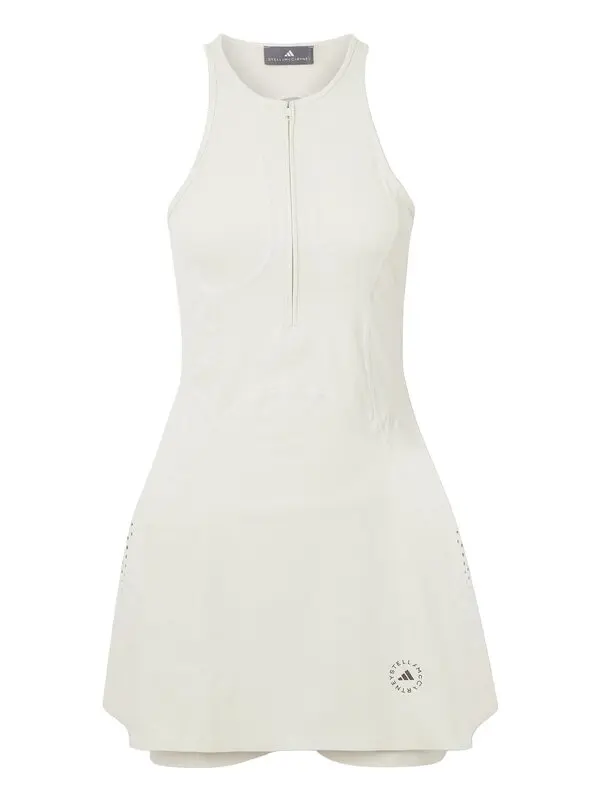 Adidas By Stella McCartney Perforated Recycled Tennis Dress With Shorts - Cream