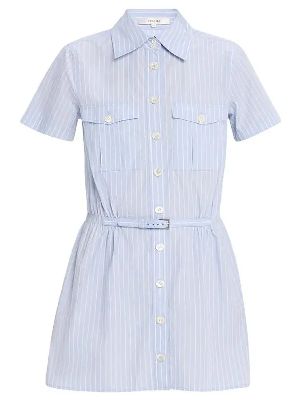 FRAME The Striped Safari Shirtdress - Oxford Blue Multi