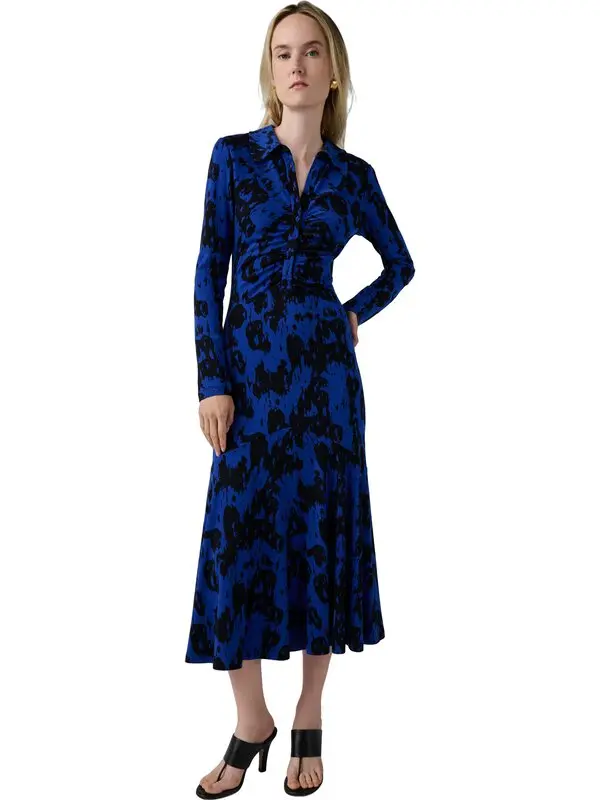 Diane Von Furstenberg Bruna Midi Dress - Tree Bark Mini Lapis