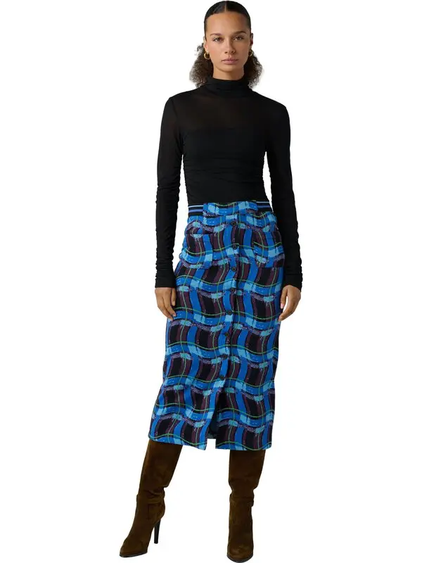 Diane Von Furstenberg Natalie Midi Skirt - Deveron Warp Allover
