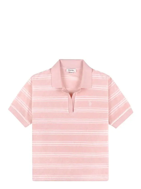SPORTY & RICH Src Terry Striped Polo - Pink