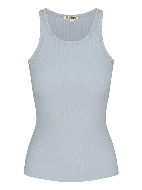 Eterne High Neck Fitted Tank - Blue