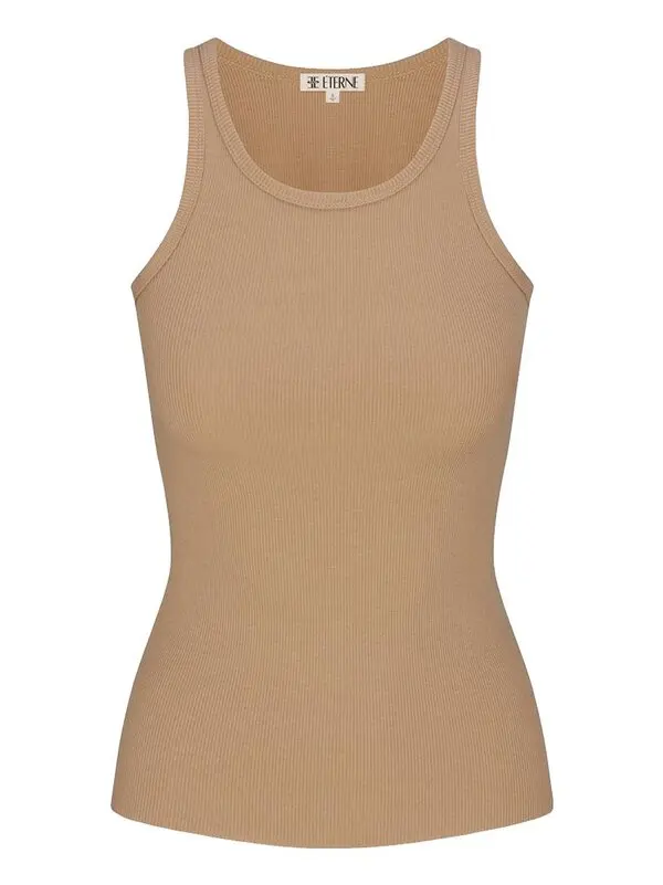 Eterne High Neck Fitted Tank - Tan