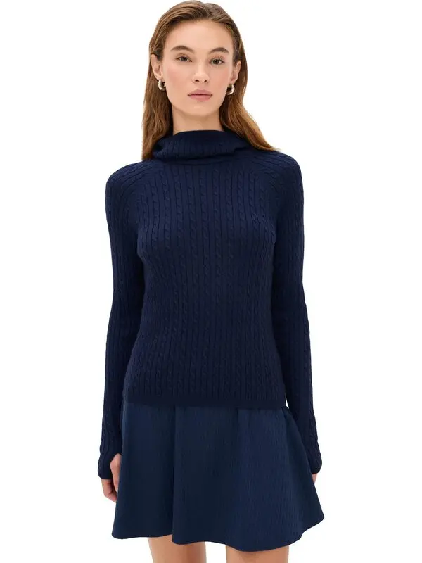 Ralph Lauren Cable Knit Hooded Sweater - Refined Navy