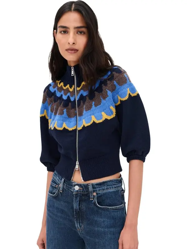 ALIGNE Nelly Zip-up Sweater - Fair Isle